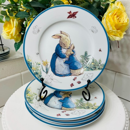 BEATRIX POTTER Peter Rabbit Easter Bunny Floral Side 4 Plate Set Salad ...