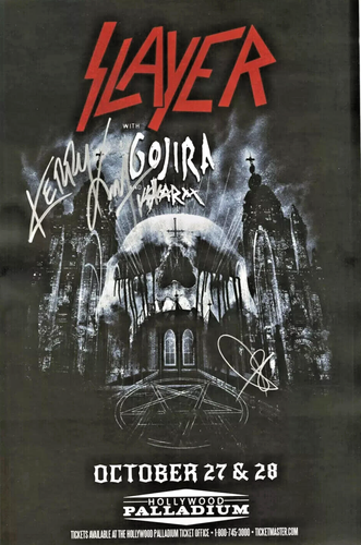 Slayer Signed Gig concert poster Kerry King and Tom Araya 10/27-28/2013 L.A. | eBay
