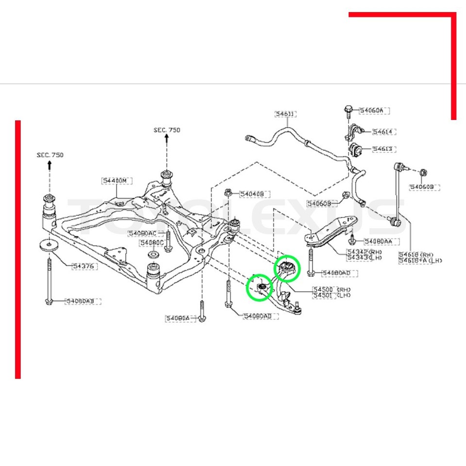 FRONT CONTROL ARM BUSHING FOR NISSAN PATHFINDER 2013-2020 SET 4 PCS OEM ...