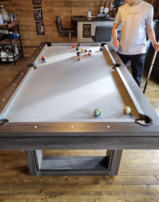 New 7ft Driftwood W/ Grey Cloth Pool Dining & Table Tennis Table Free ...