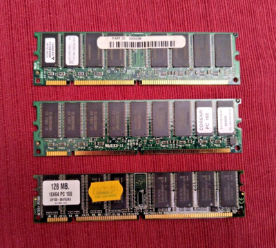 Lot of 3 Sticks of PC 100 128 MB RAM (Assorted Brands) | eBay