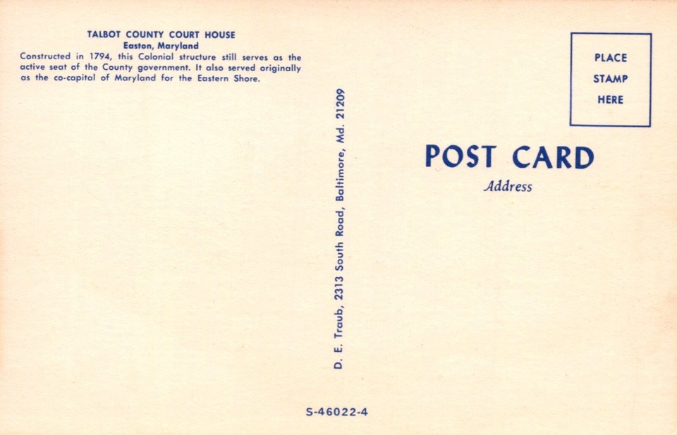 Easton Maryland Talbot County Court House Postcard | eBay