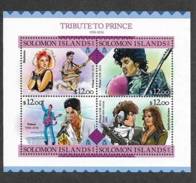 PRINCE MUSIC SINGER SPECIAL STAMPS SHEET SOLOMON ISLANDS MNH POP MUSIC ...