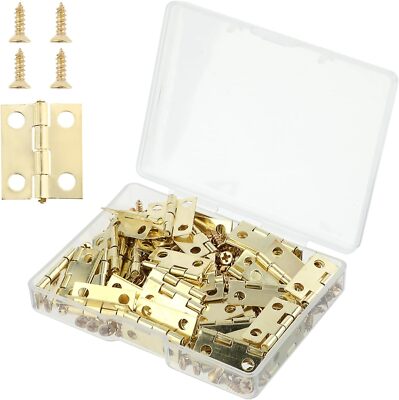 Small Brass Hinges 50 Pcs Small Hinges for Wooden Box Mini Hinges for ...