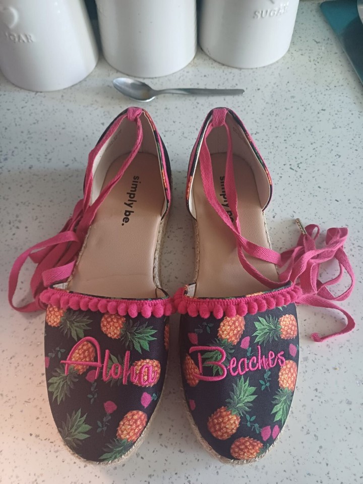 simply be wide fit espadrille ladies shoes tip up at leg canvas siz 6 ...