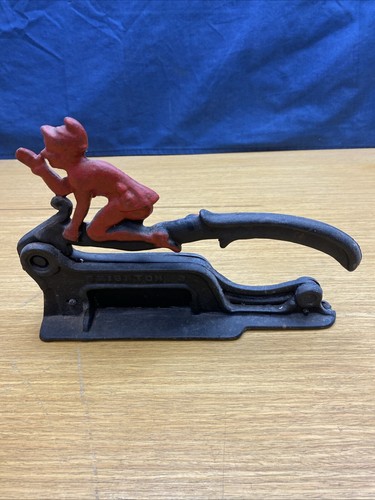 Vintage Brighton No. 3 Cast Iron Red Elf 10” Tobacco Cigar Plug Cutter ...