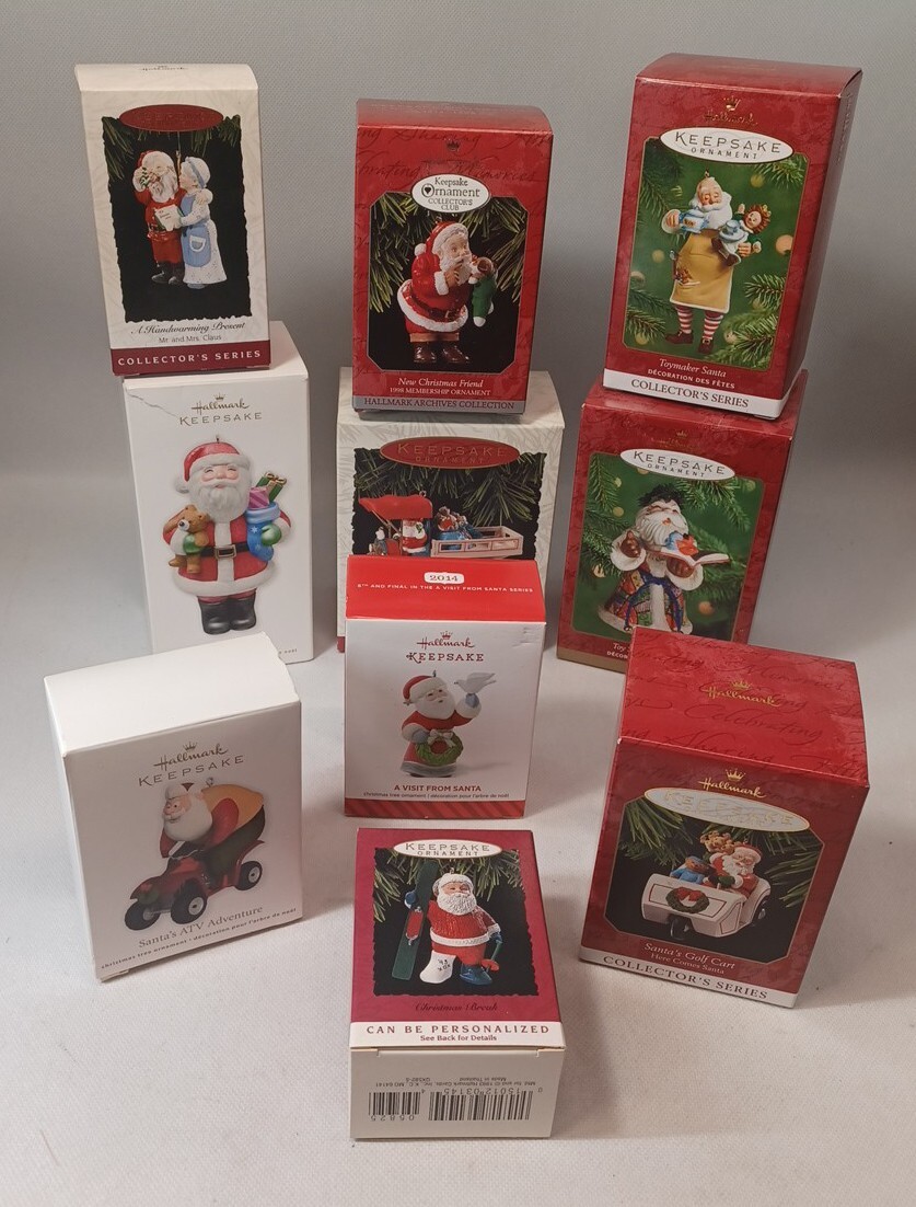 Hallmark Keepsake Santa Claus Ornaments Lot Of 10 Christmas Tree ...