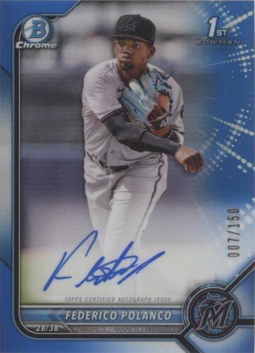 2022 Bowman - Chrome Prospect Autographs Federico Polanco #CPA-FP Blue Refractor /150 (AU, RC ...