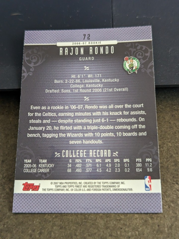 Rajon Rondo 2006-07 Topps Finest Base Rookie #72. Quantities available ...