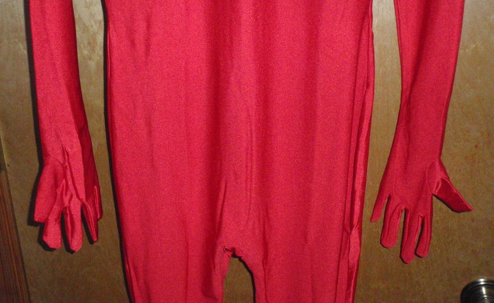 2nd Skin Devil Red FULL BODYSUIT ZENTAI Gimp Costume Halloween ...