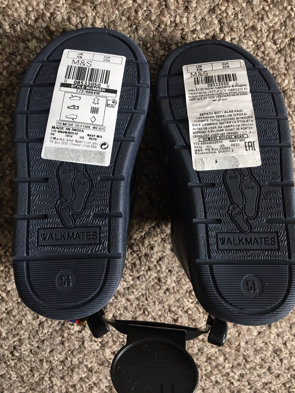 Marks & Spencer Walkmates Kids Baby Boys Navy Shoes Size 5.5 | eBay UK