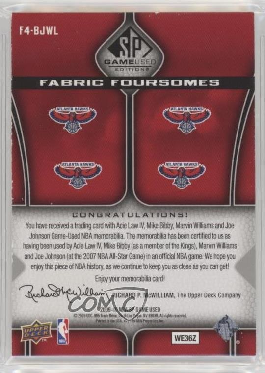 2009-10 SP Game Used Fabric Foursomes /199 Acie Law Mike Bibby Marvin ...
