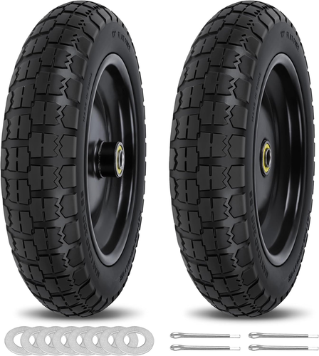 13 Inch Flat Free Wheels Tires 4.00-6 Solid Replacement with Universal ...