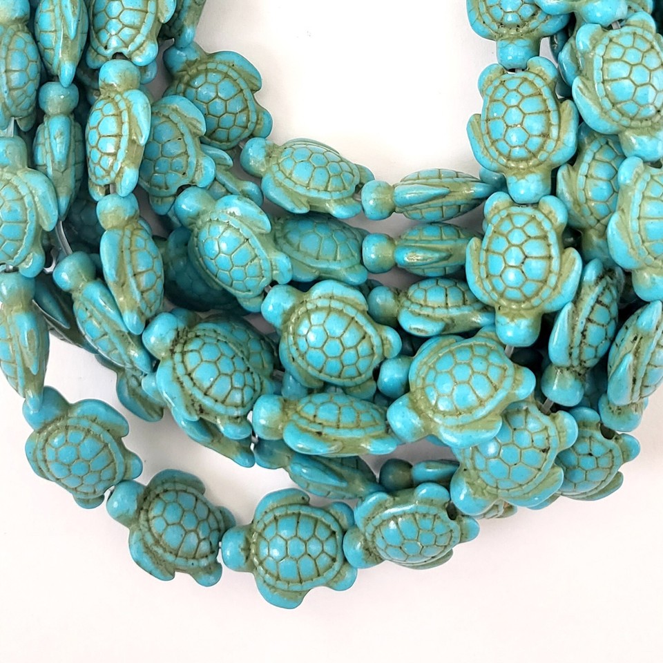 Howlite Zuni Style Turtle Bead Magnesite Turquoise Carved Tortoise ...