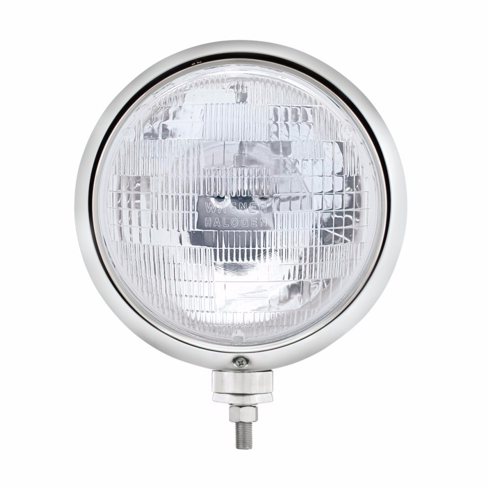 Black "Guide" Style Hot Rod Headlight w/ No Turn Signal - H6024 Halogen ...