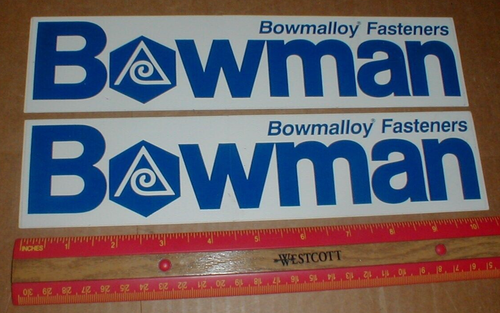 Bowman fasteners NASCAR Racing contingency decal stickers Lot Pair Late ...