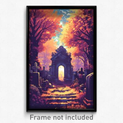 Art Poster - Stark Cemetery (Psychedelic Trippy Weird 11x17 Cartoon ...