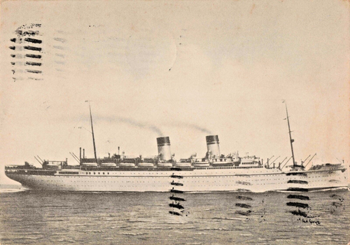 Postcard IT Genova Italy-S S Roma-Italian Steamship Lines-Two Funnel ...