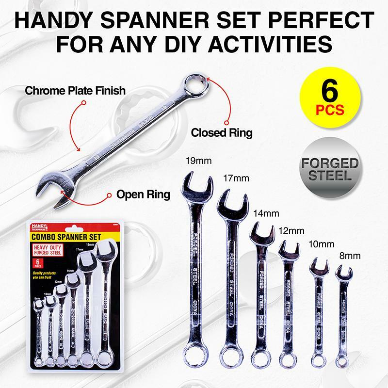 Handy Hardware® 6PCE Spanner Set Heavy Duty Rust Proof 8-19mm Varied ...