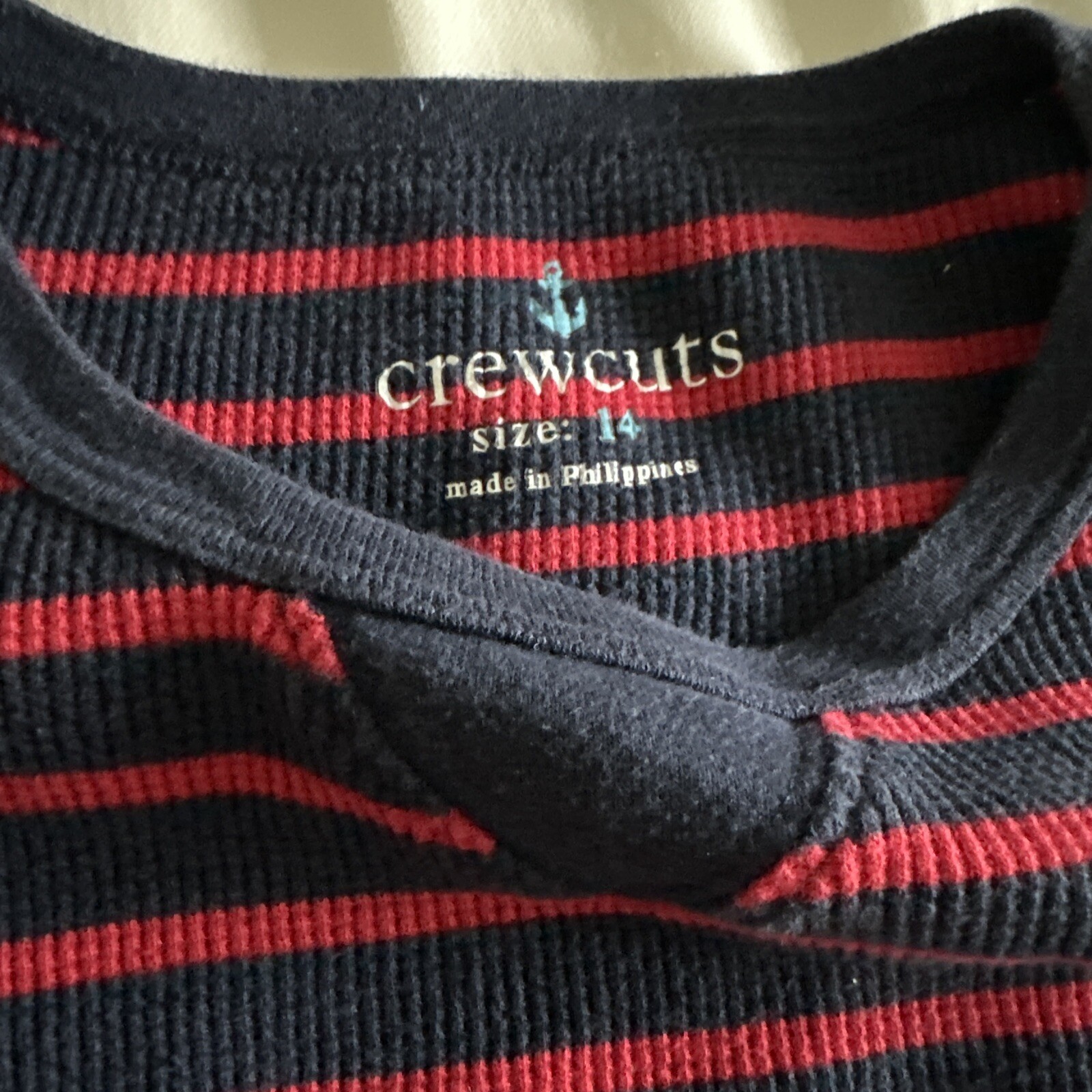 J.Crew Boys 14 XL PJ top shirt waffle knit Pajama Crewcuts Striped Navy ...