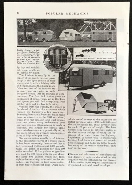 Travel Trailers 1935 vintage pictorial Tear Drop Streamline 1930's ...