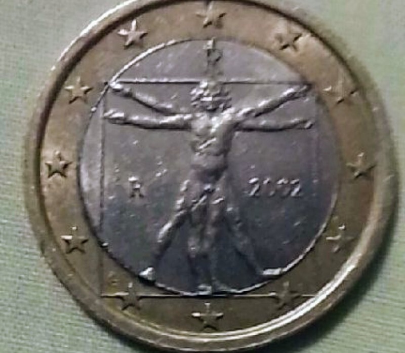 Rare 1 Euro Coin ITALY 2002 Vitruvian Man by Leonardo da Vinci | eBay