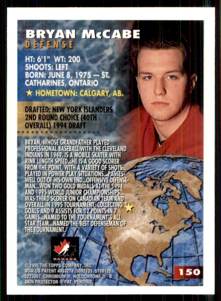 1994-95 Finest Bryan McCabe New York Islanders #150 | eBay