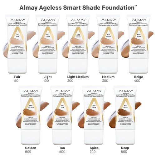 Almay Anti-Aging Foundation, Smart Shade Face Makeup with Hyaluronic ...