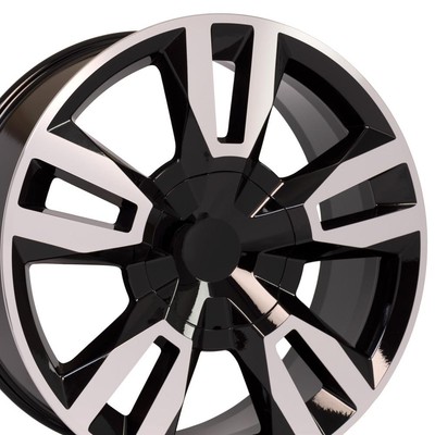 22 inch Black Machined 5620 Rims Set Fits Chevy Silverado Tahoe ...