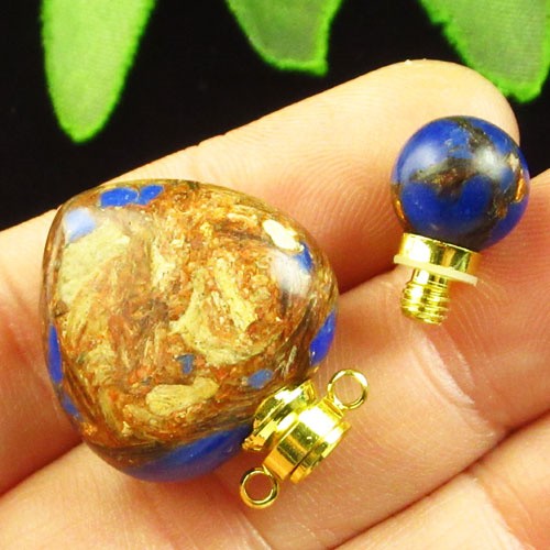 Blue Gold Copper Bornite Heart Essential Oil Diffuser Bottle Pendant ...