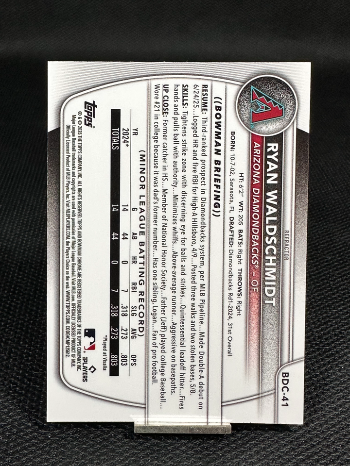 2025 Bowman Draft Prospect RYAN WALDSCHMIDT Chrome Refractor #BDC-41 | eBay