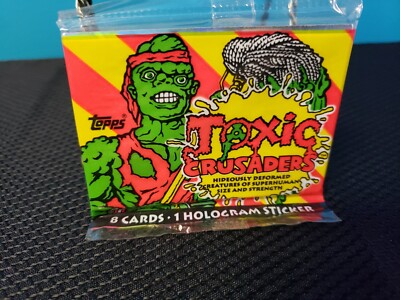 1989 Topps Toxic Crusaders Sealed Pack Toxic Avenger Cartoon 1 Hologram ...
