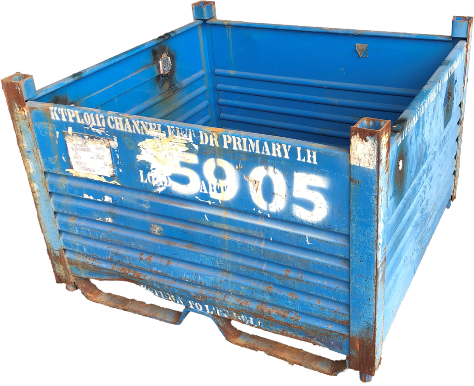 Used Corrugated Steel Tote Box - Solid Sides - 45" X 48" X 24" | eBay