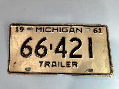 SCARCE 1961 MI Michigan “Trailer” Camper RV Travel Trailer License ...