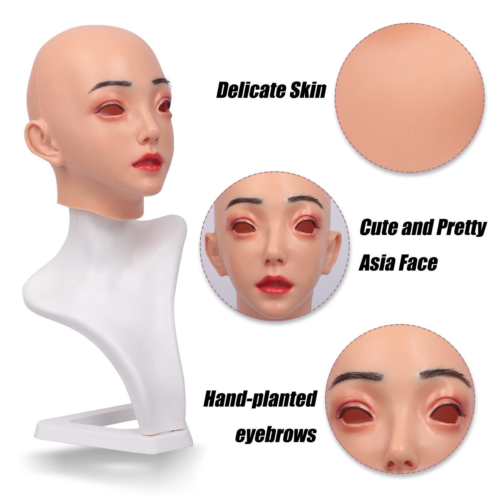 Realistic Silicone Mask Female Mask Headwear Crossdresser Transgender ...