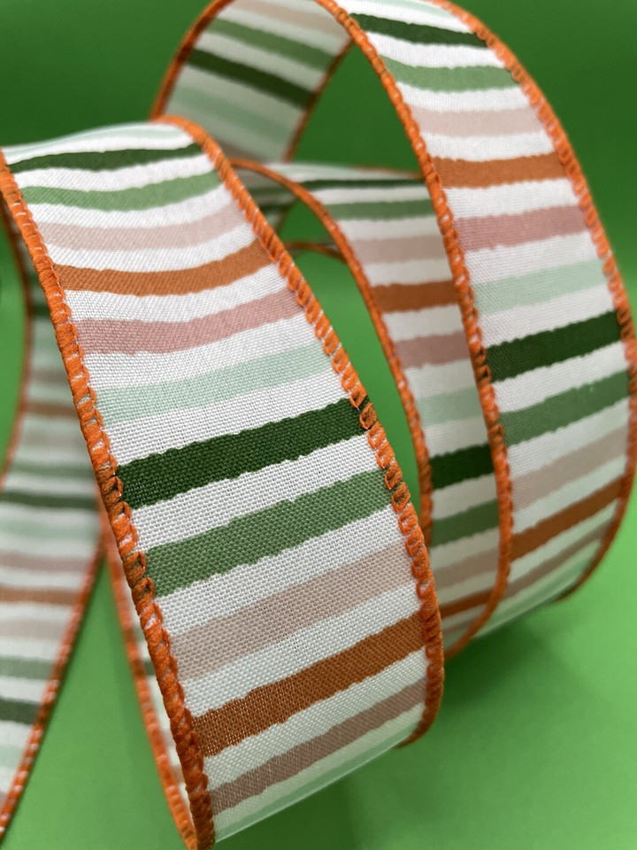 Spring Easter Trio Dot Stripe Carrot Ribbon 1.5"-2.5" X 5 Yards Ea ...