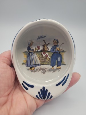 Delft Blauw Finely Painted Dish Boy & Girl Farm Scene Crown Mark ...