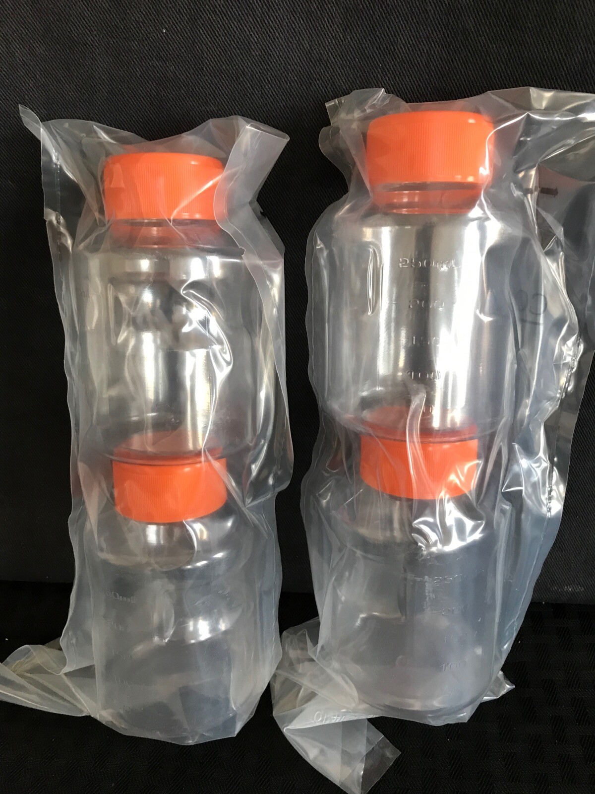 (4) CORNING 250mL Graduated Easy Grip PS Storage Bottles Plug Seal Caps ...