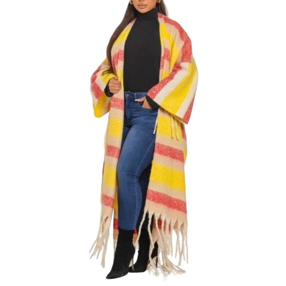 Hudson Bay Blanket Duster Cardigan ONE SIZE Kimono Western Cowgirl ...