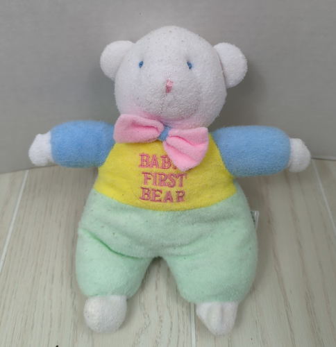 Soft Dreams white teddy Baby's First 1st Bear terrycloth plush rattle ...