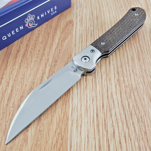Queen Pattern 84 Folding Knife Bohler M390 Steel Blade Brown Micarta ...