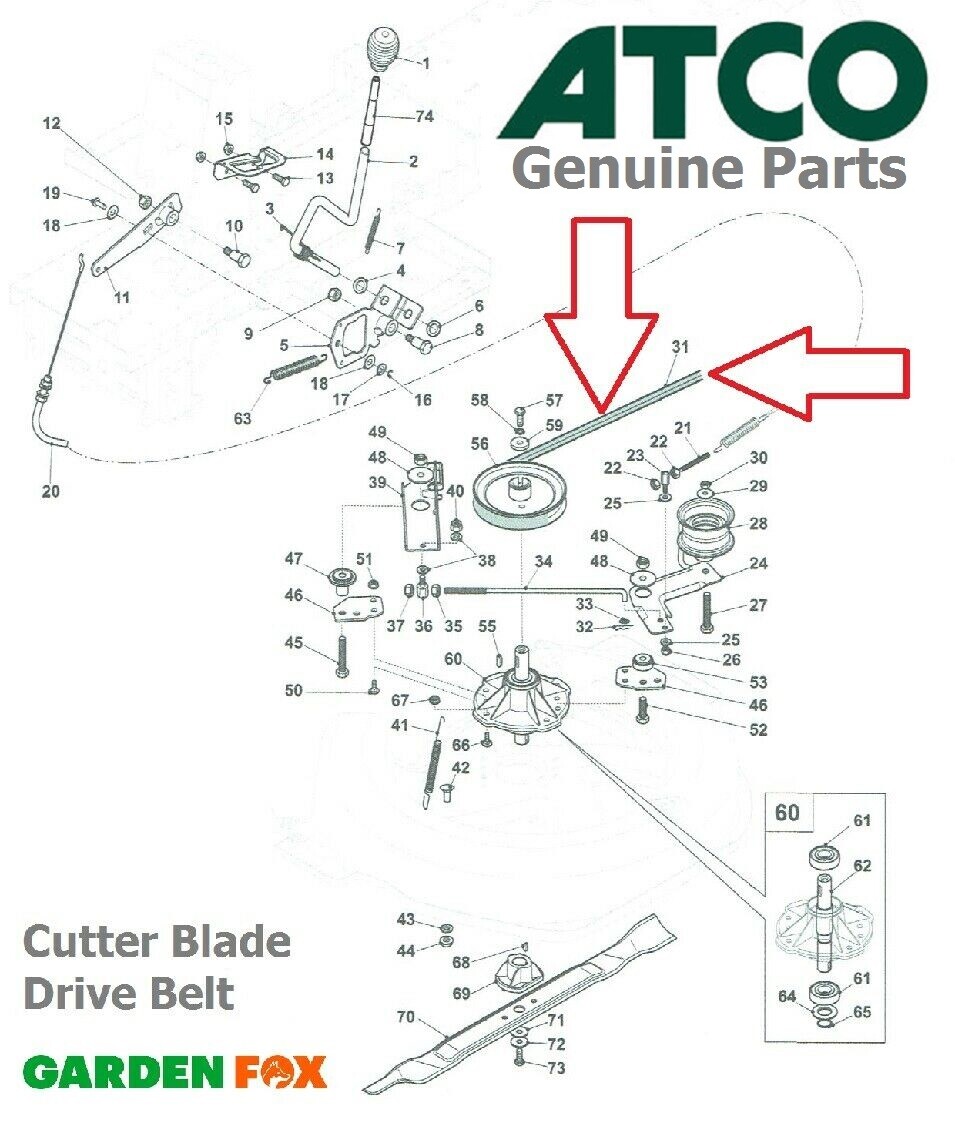 Genuine ATCO Rider 27H Ride On Mower - Cutter Blade BELT - CGXE866B O92 ...