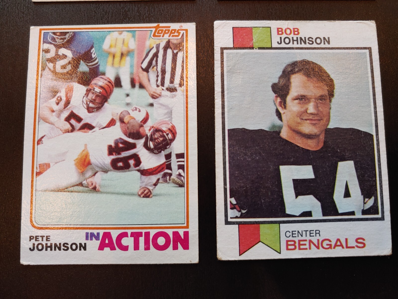 Lot of 4 1982 & 1973 Cincinnati Bengals - Bob & Pete Johnson, Verser ...