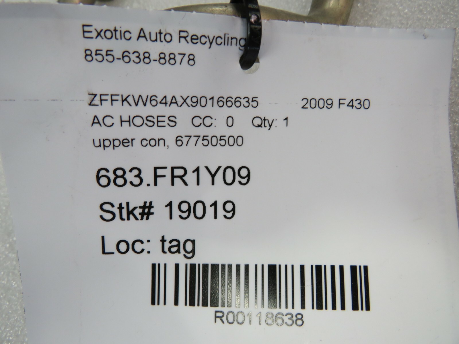 Ferrari F430, Upper AC Condenser Line, Used, P/N 67750500 | eBay