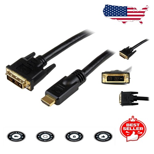 30 ft Durable HDMI to DVI Cable - Connect Projectors & Monitors ...