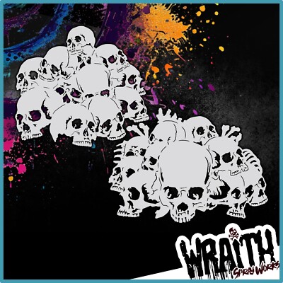 Skull Stack Double Set #3 - Reusable Airbrush Stencil Template | eBay