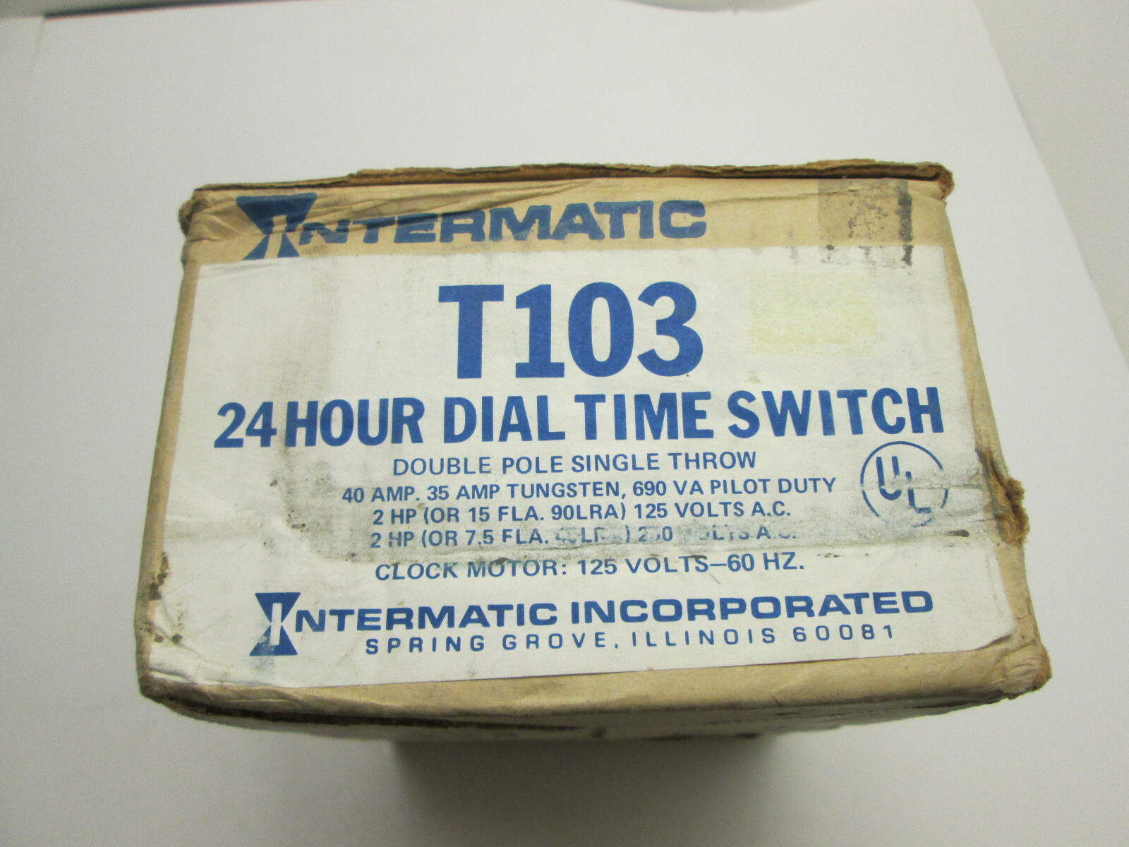 Intermatic T103 24 Hr. Dial Time Switch Double Pole Single Throw 40Amp ...