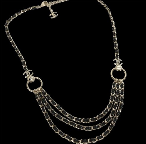 Chanel B22C 3 Chain Black Leather & Faux Pearls Belt | eBay