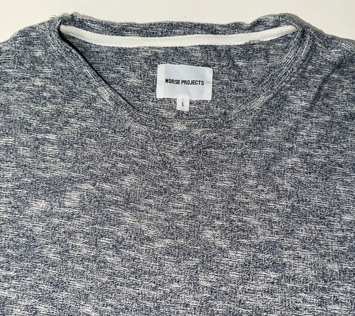 Norse Projects Halfdan Flame Pullover Sweater Heather Vulcan Blue Terry ...