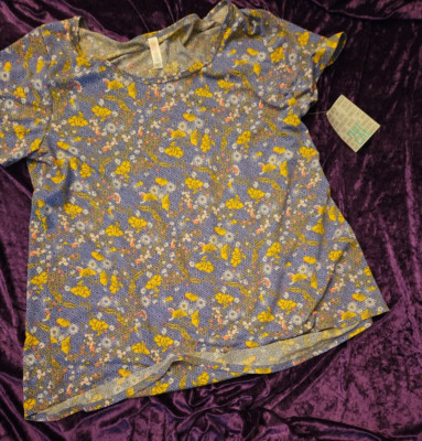 NEW LULA ROE - WOMEN'S CLASSIC T - size 2XL SHIRT - T Top BLUE Flower ...
